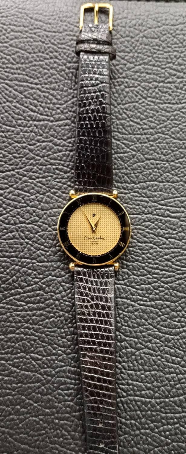 PIERRE CARDIN SWISS Chromachron Women's Watch Gold Plated With Black ...