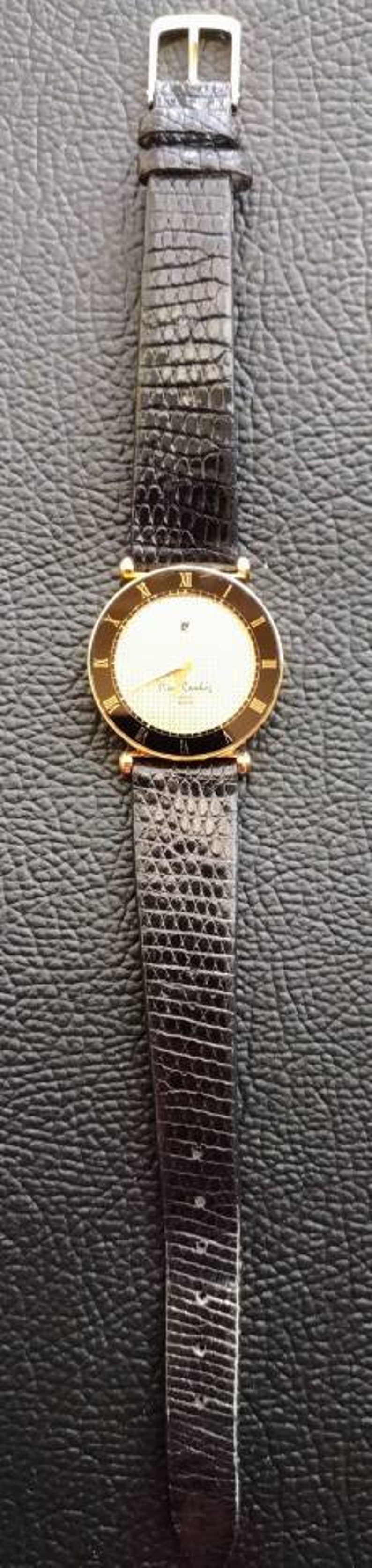 PIERRE CARDIN SWISS Chromachron Women's Watch Gold Plated With Black ...