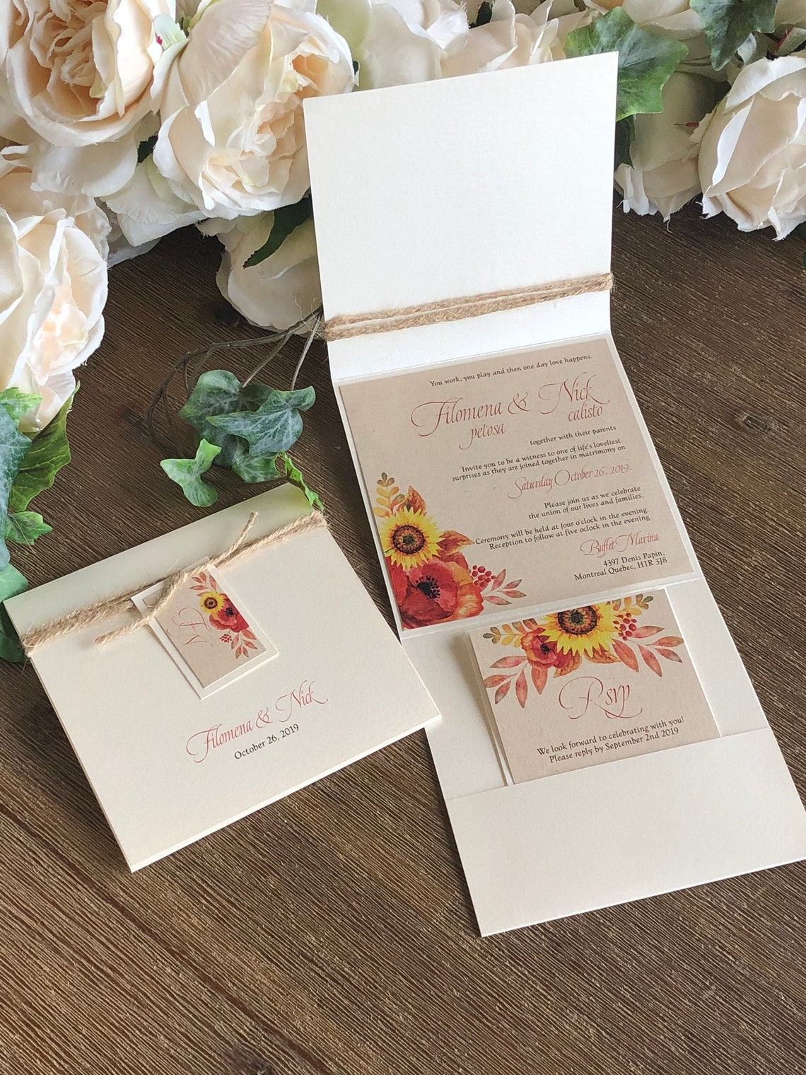 Rustic Wedding Invitation, Rustic Wedding, Pocket Fold Invitation ...