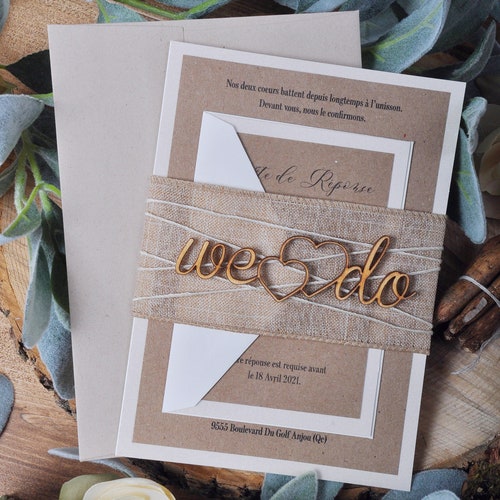 Laser Cut Rustic Wedding Invitations Custom Wedding | Etsy