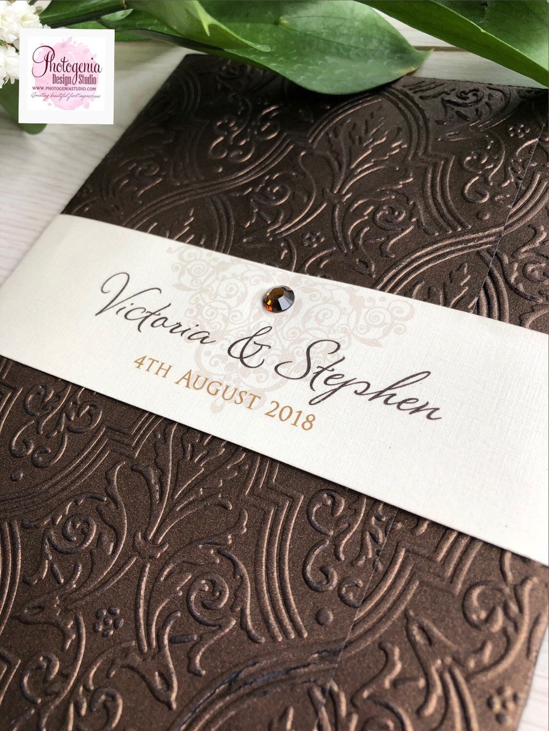 Luxury Embossed Invitation, Classic, Wedding Invitation, Damask Design ...