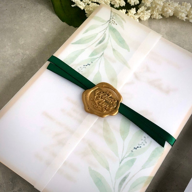 Garden Wedding Invitation Vellum Wrap Invitation Wax Seal - Etsy