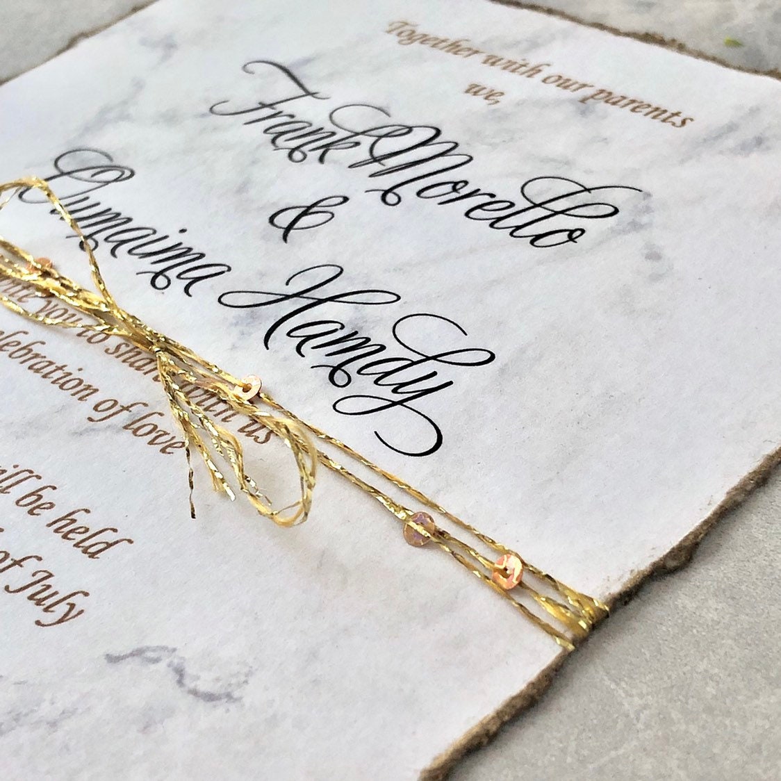 Deckle Edge Wedding Invitation Handmade Wedding Invitation - Etsy