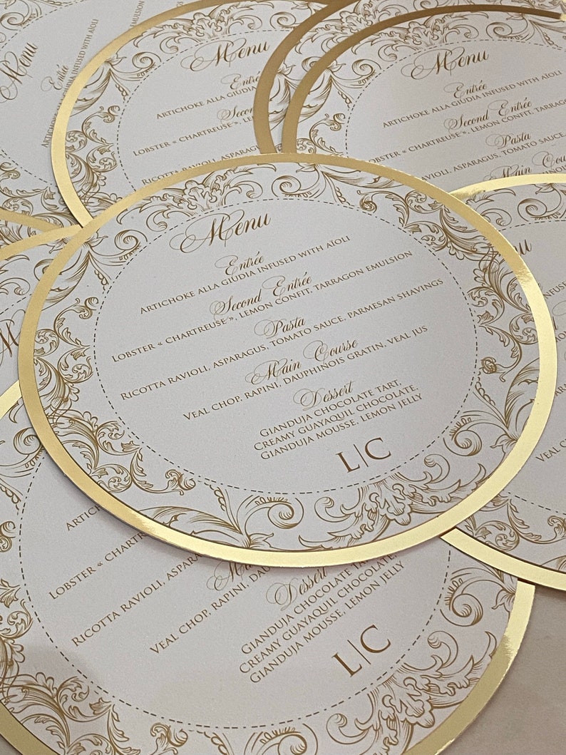 Menu Card Round Wedding Menu Cards Wedding Menu Circle Menu - Etsy