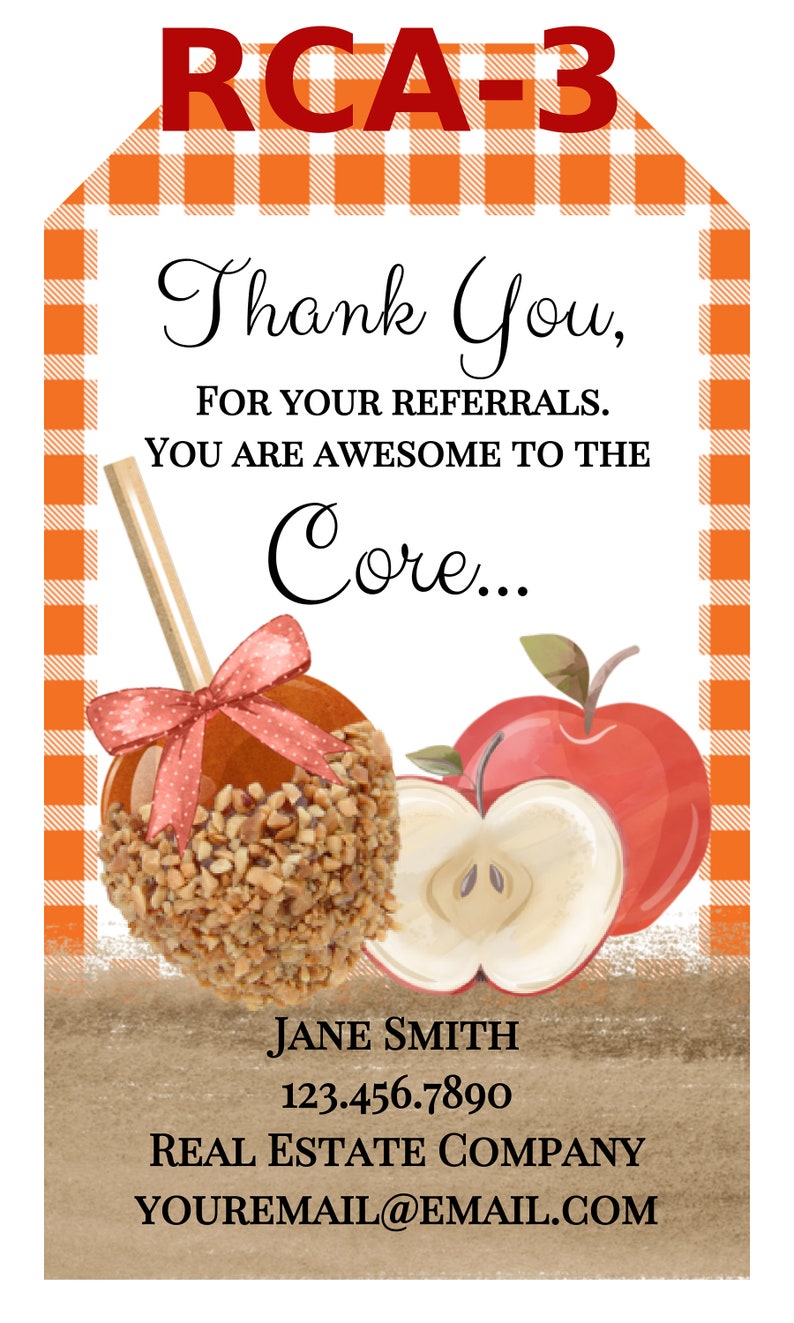Pop by Caramel Apple Referral Tag Candy Apple Referral Gift Tag ...
