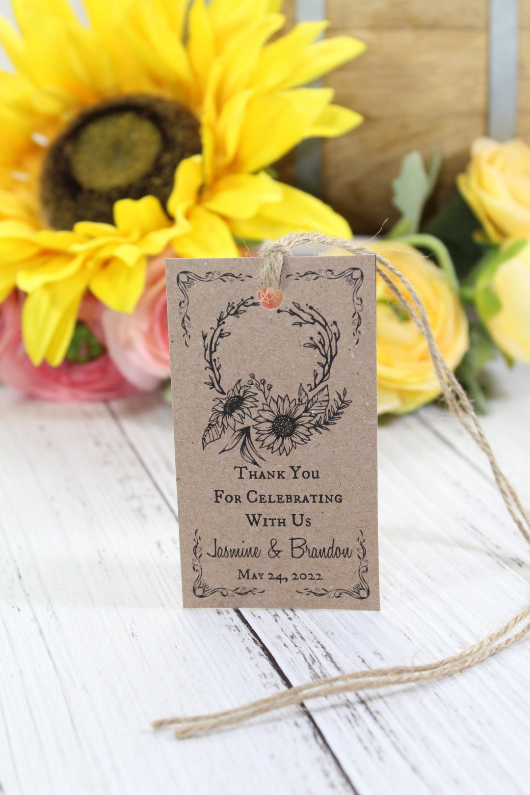Wedding Sunflower Favor Gift Tags Wedding Vintage Black Favor Sunflower ...