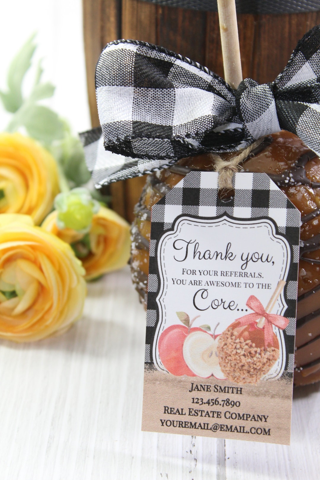 Pop by Caramel Apple Referral Tag Candy Apple Referral Gift Tag ...