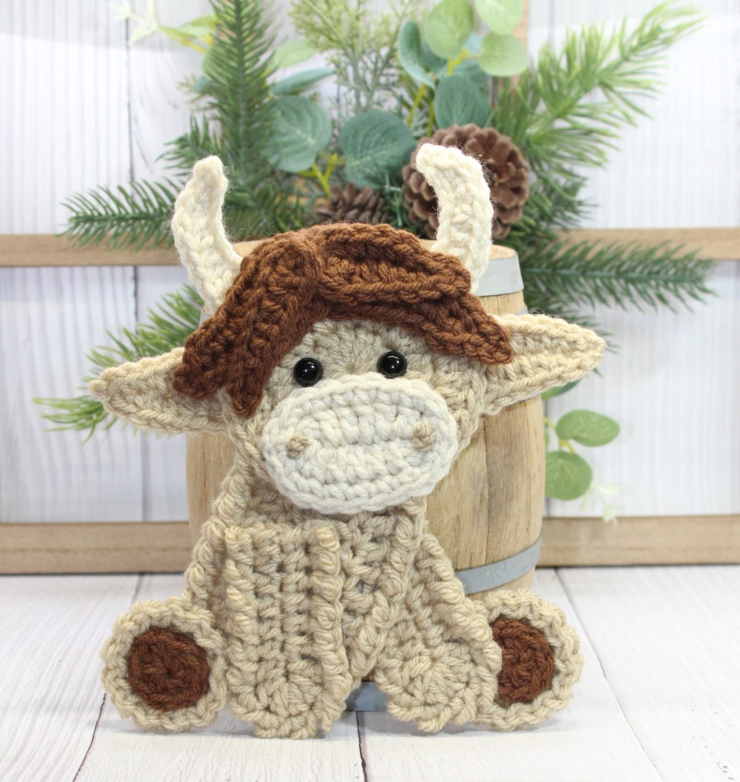 Crochet Highland Cow Applique Premade Crochet Cow Applique Ready to Use ...