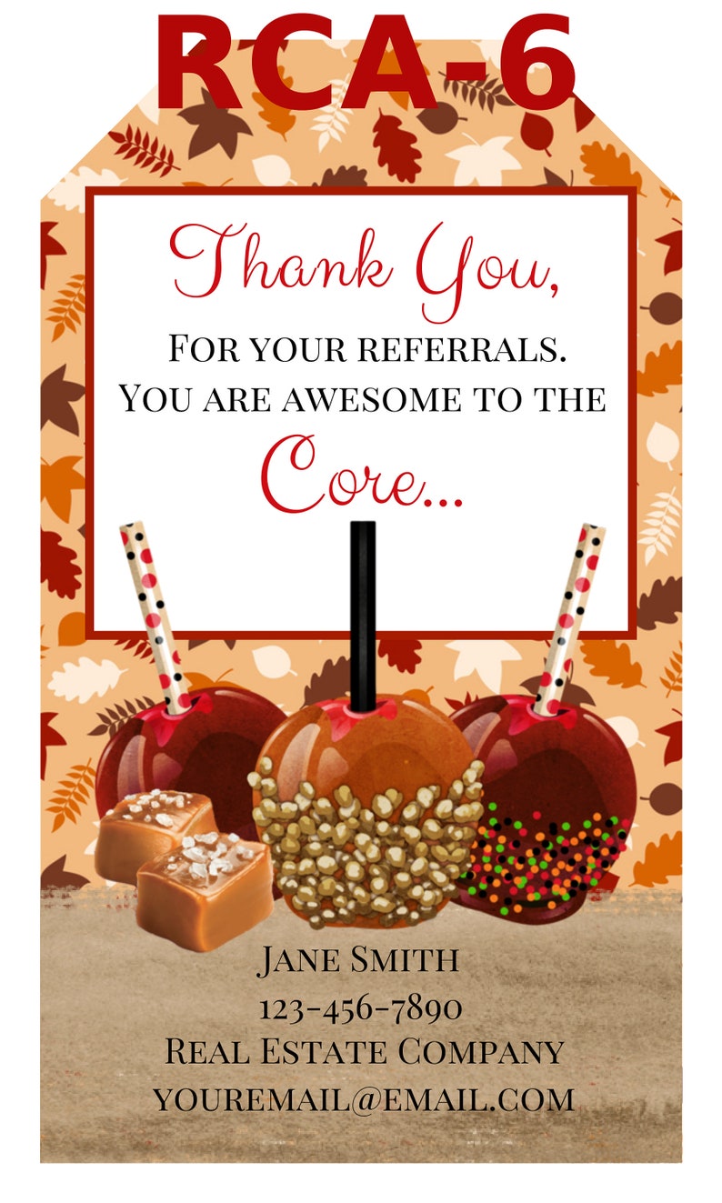 Pop by Caramel Apple Referral Tag Candy Apple Referral Gift Tag ...