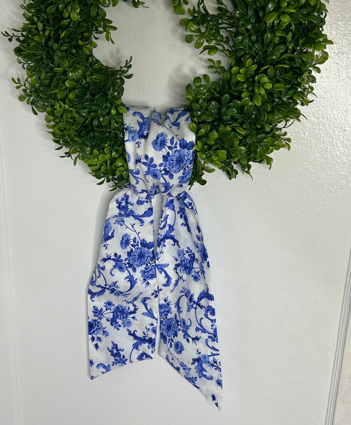Blue and White Floral Blank Wreath Sash for Embroidery Scarf Red Toile ...