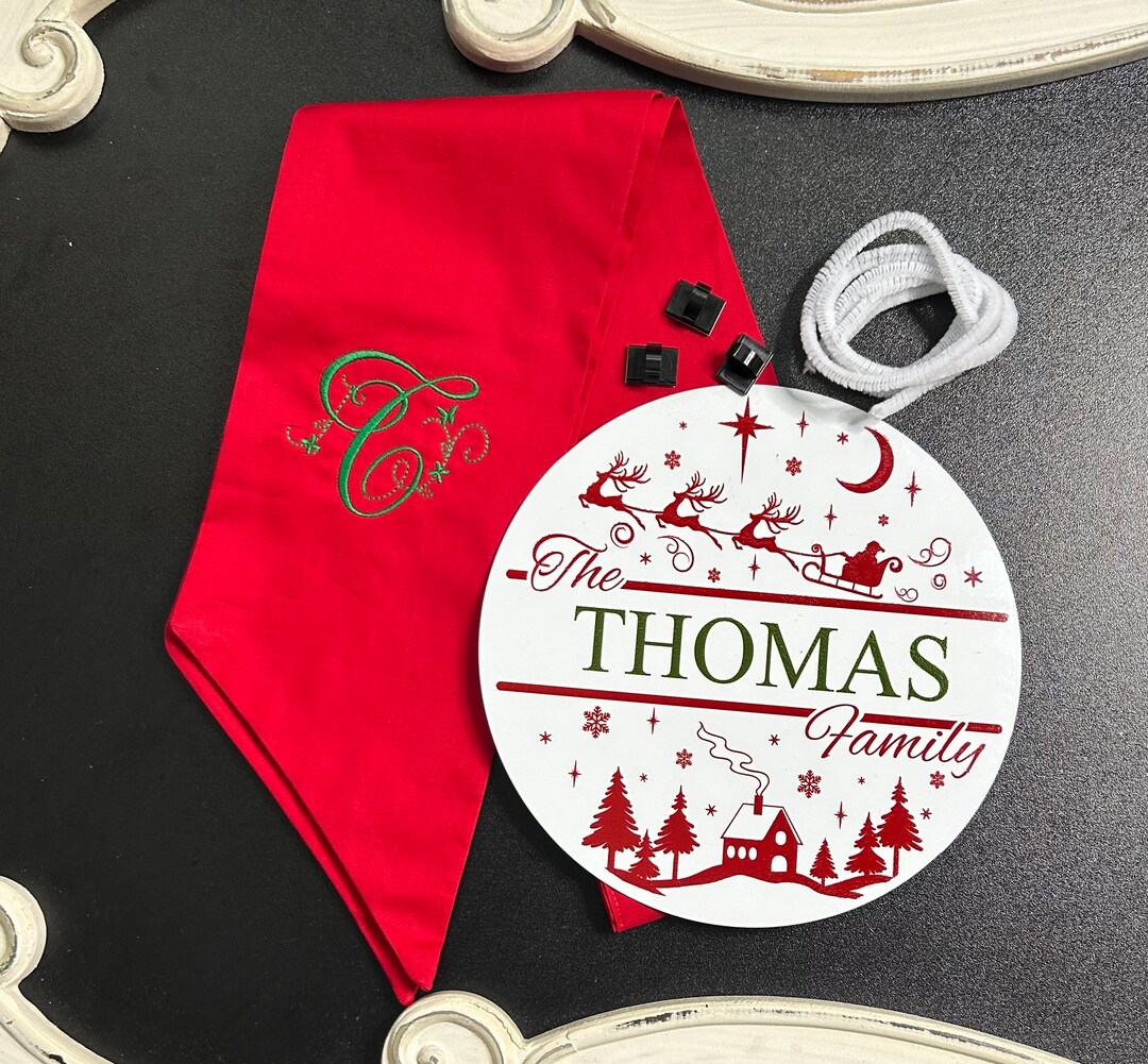 Wreath Kit Monogram Personalized Wreath Sash and Sign Embroidery Sash ...