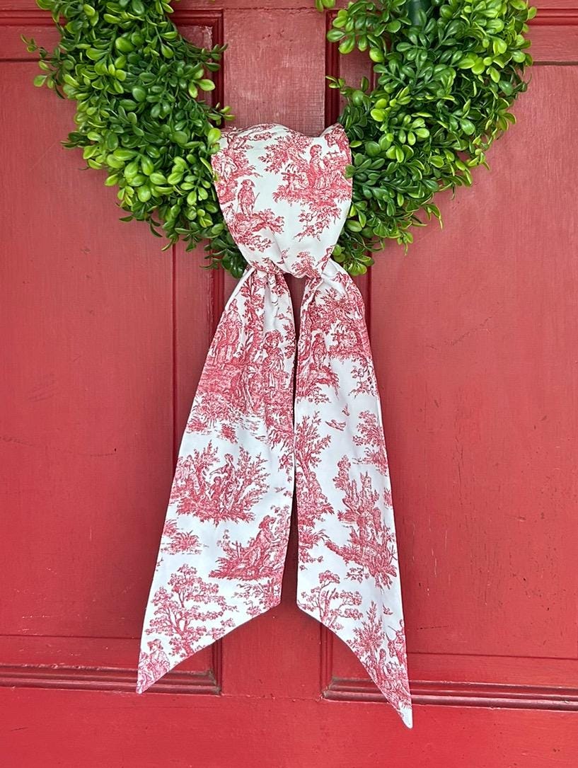 Red Classic French Toile Initial Wreath Sash Embroidery Sash for ...