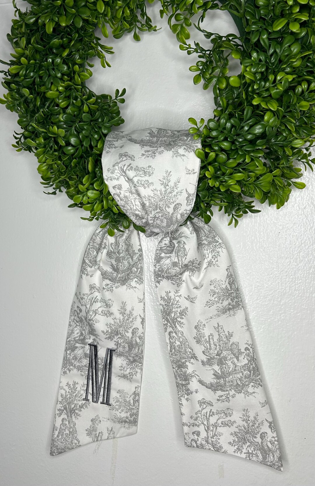 Red Classic French Toile Initial Wreath Sash Embroidery Sash for ...