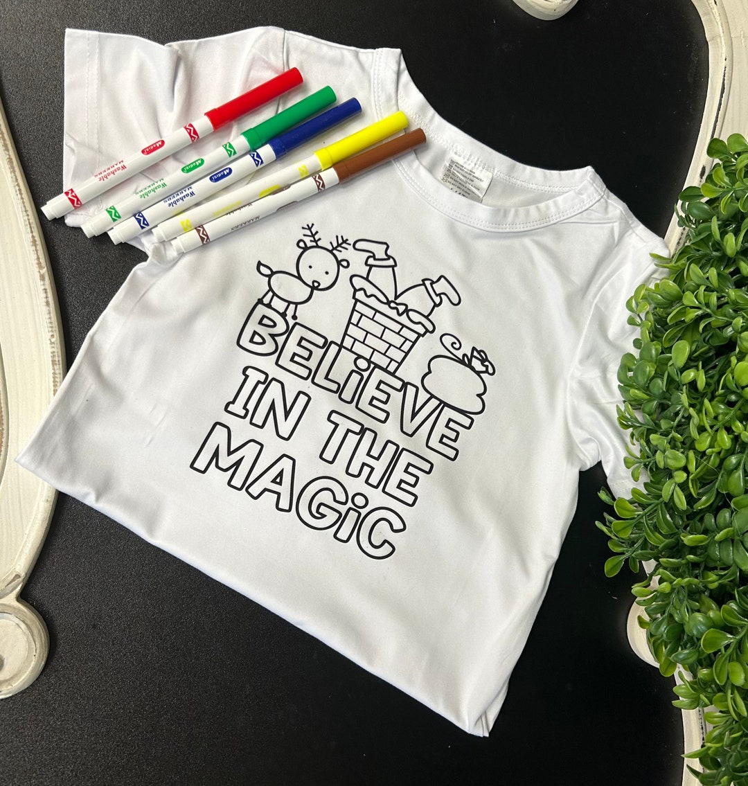 Christmas Washable Reusable Coloring Shirts/ Kids Coloring Shirt/ Kids ...