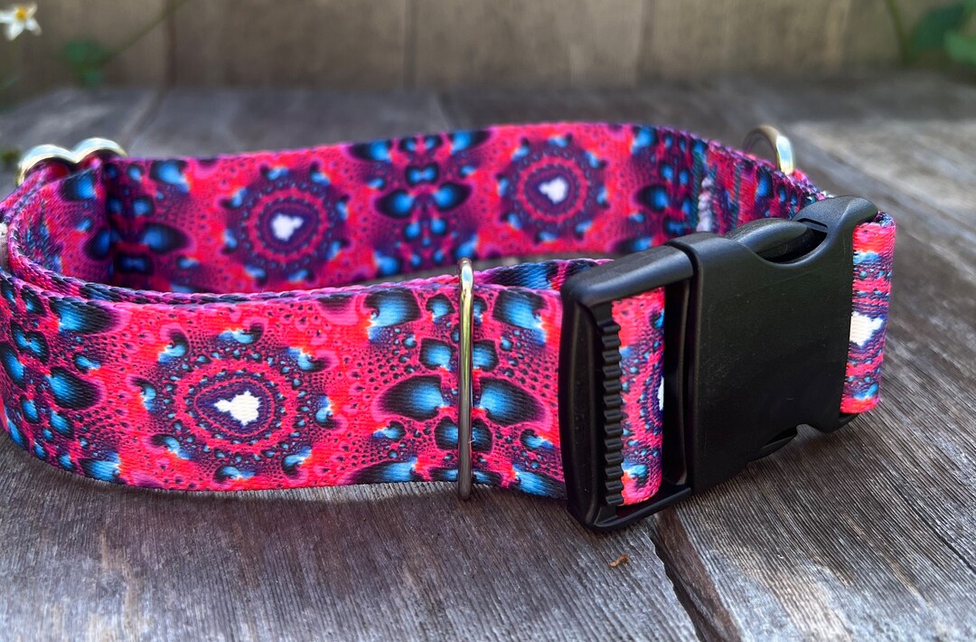 Extra Wide Dog Collar Trippy Dog Collar, Psychedelic Pink Collar, 1.5 ...