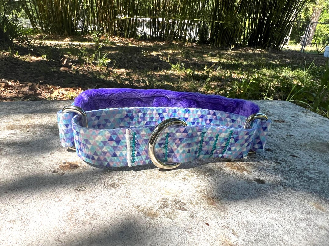 Geometric Mermaid Martingale Dog Collar: Soft Padded 1 Inch Wide ...