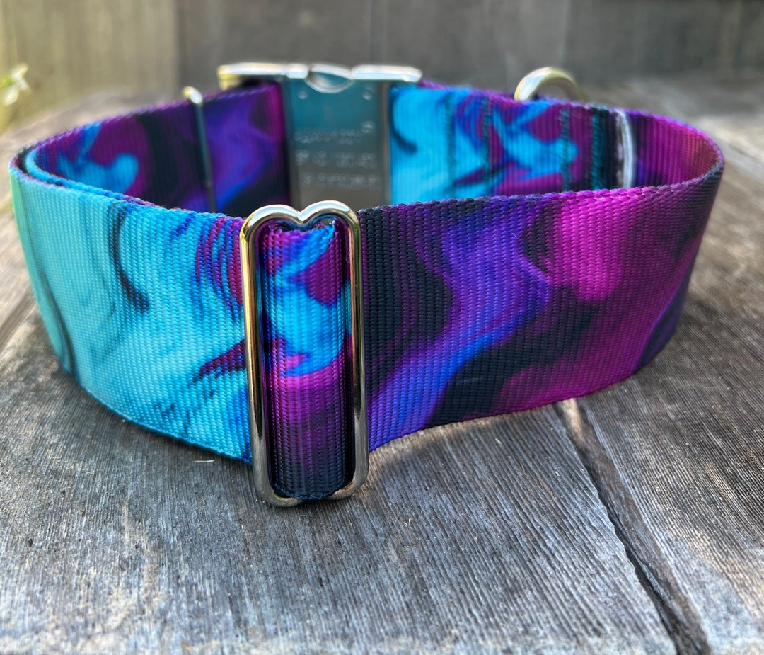 2 Inch Wide Dog Collar, Colorful Purple and Teal Abstract Extra Wide ...