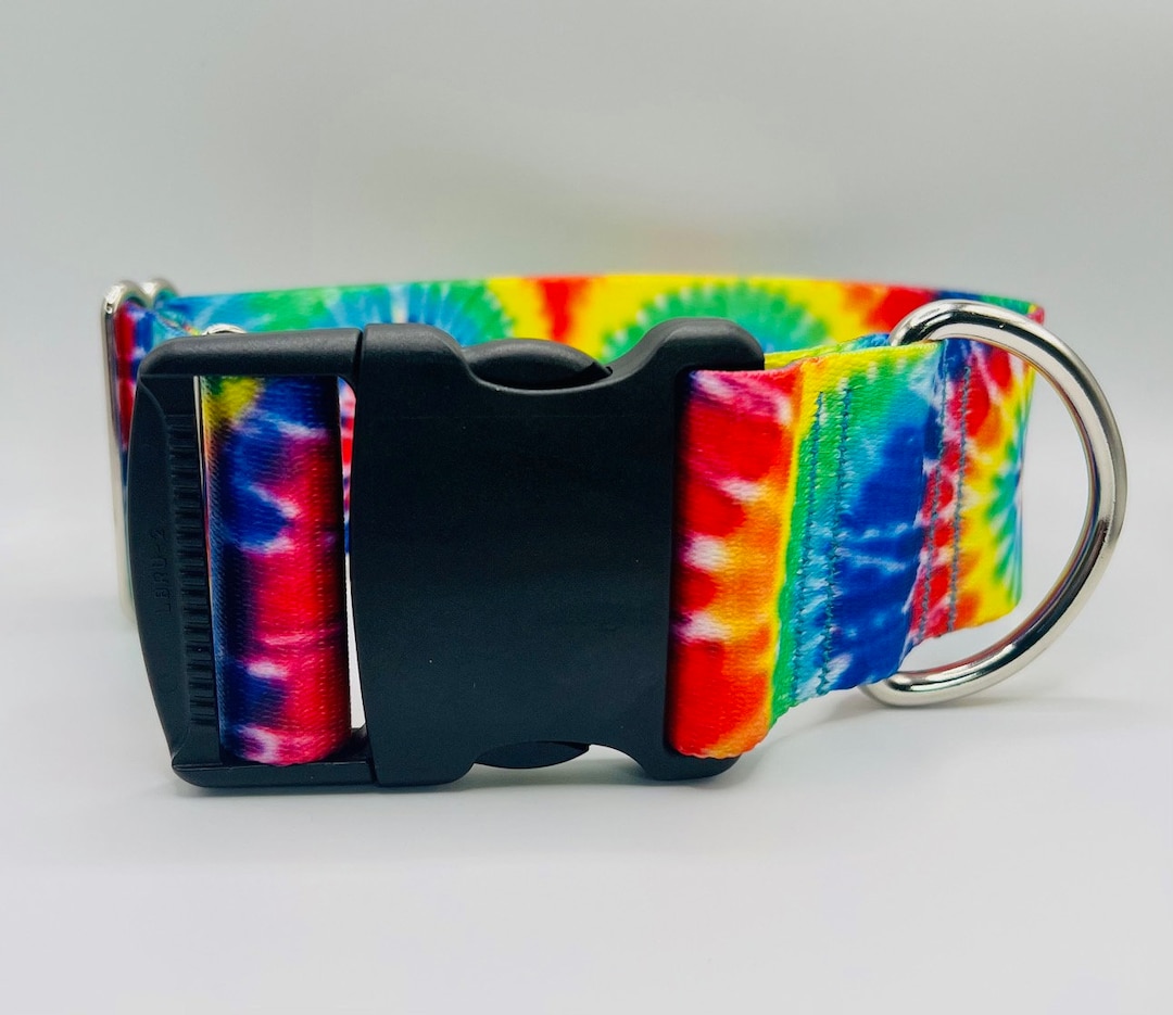 2 Inch Wide Dog Collar, Colorful Rainbow Tie Dye Swirl Extra Wide ...
