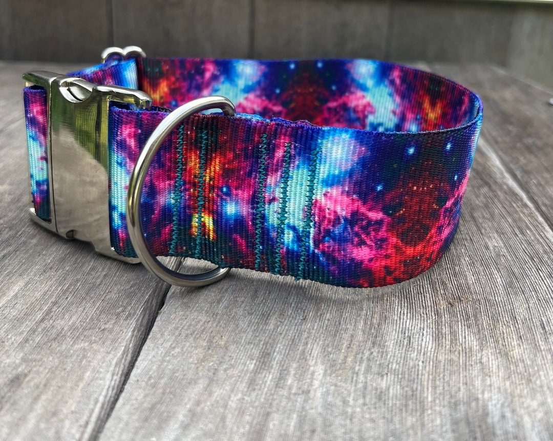 Galaxy Nebula Large Dog Collar, Cosmic Extra Wide Collar, Metal Buckle ...