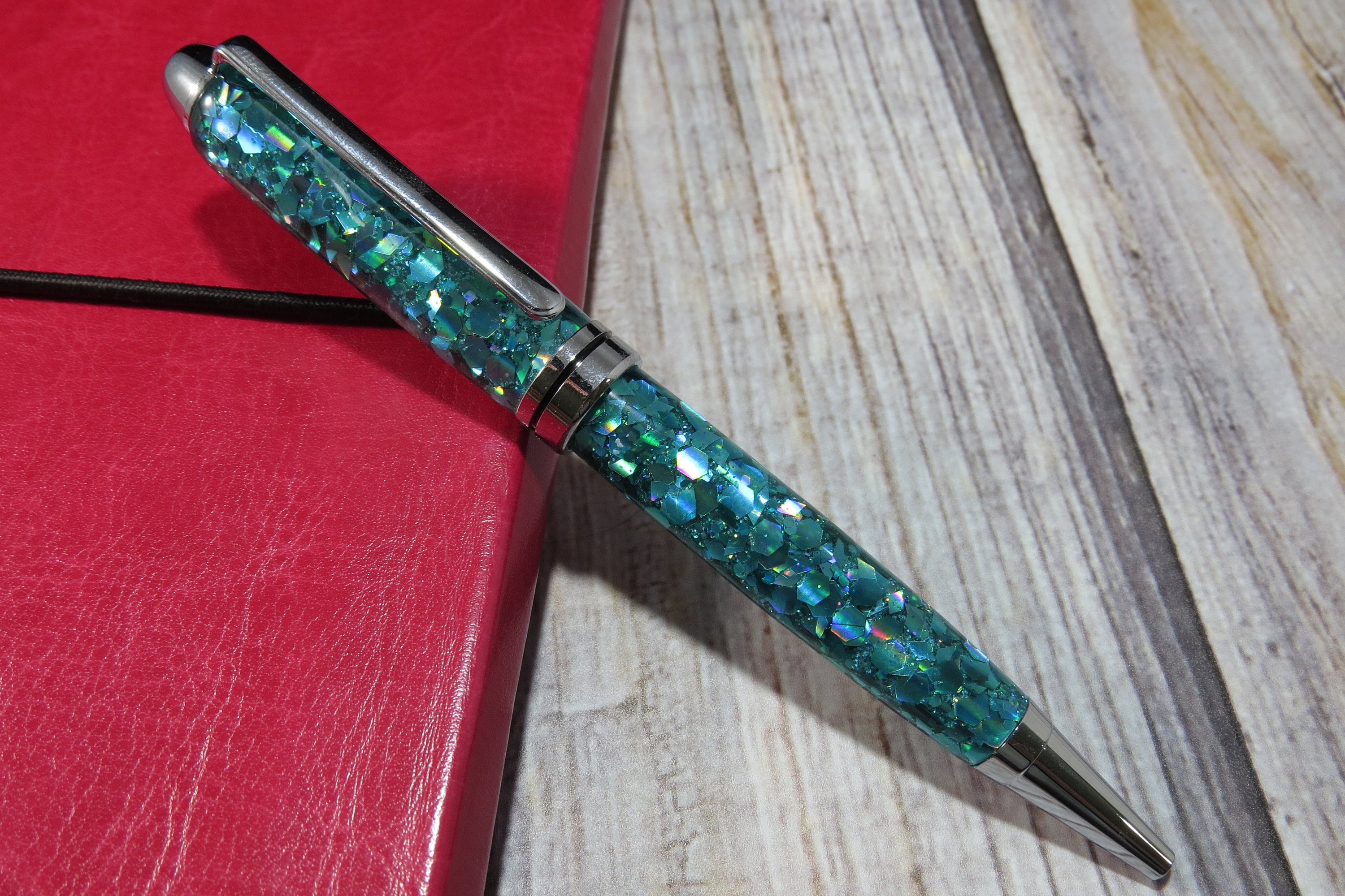 Turquoise Glitter Mix Ballpoint Pen Personalized Glitter Pen - Etsy UK