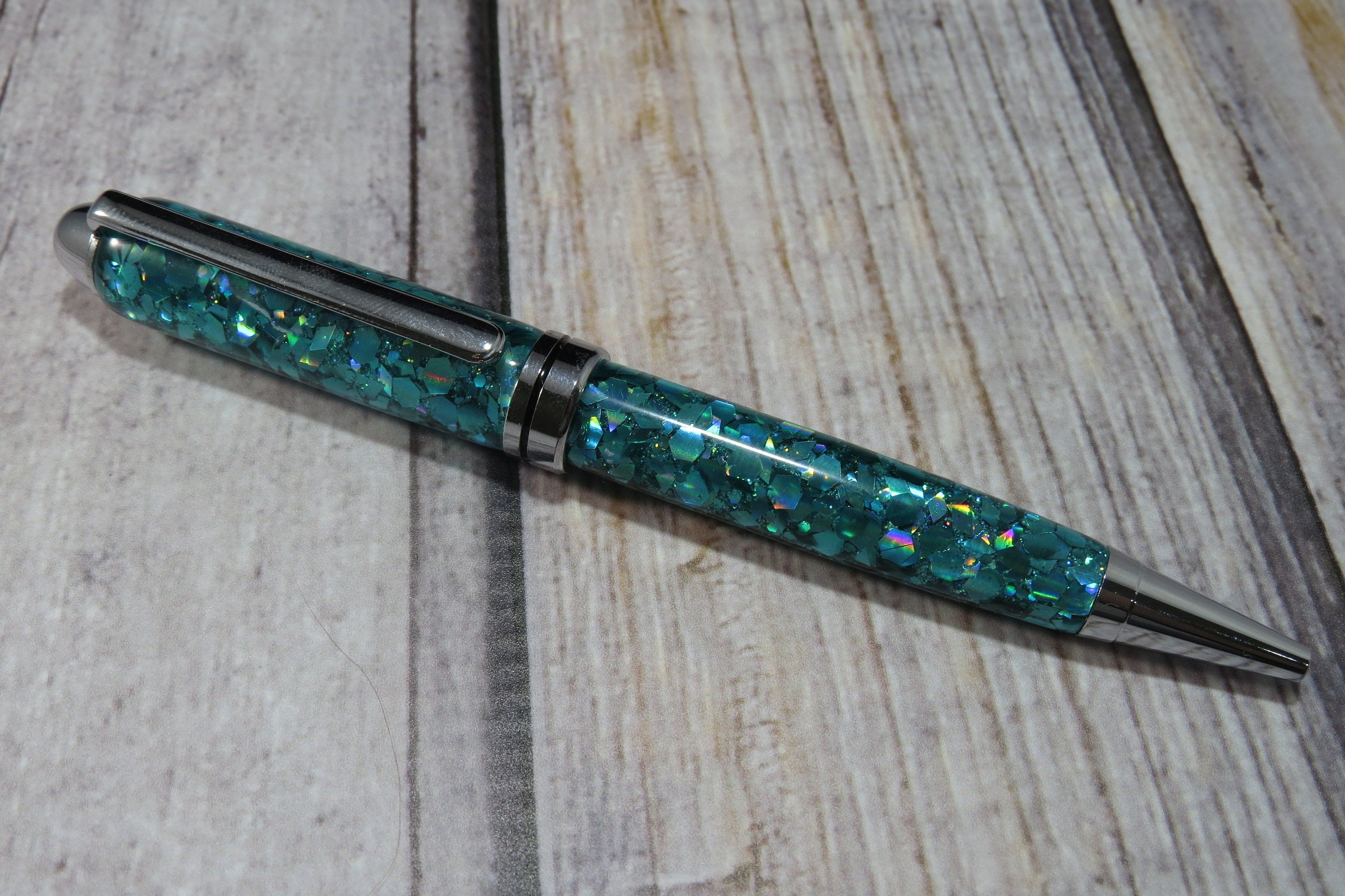 Turquoise Glitter Mix Ballpoint Pen Personalized Glitter Pen - Etsy UK