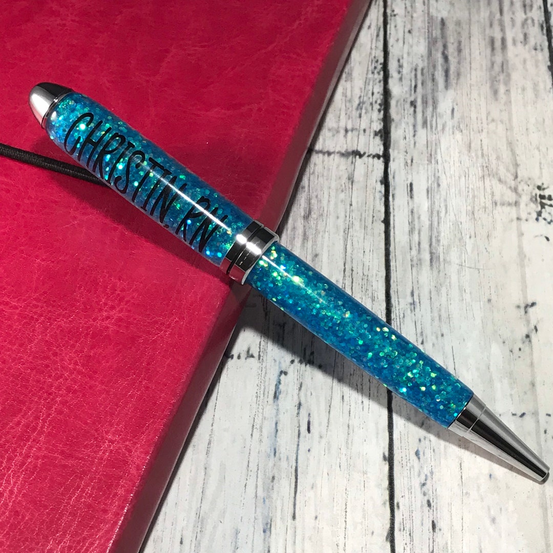 Blue Glitter Ballpoint Pen Personalized Glitter Pen Glitter Planner Pen ...