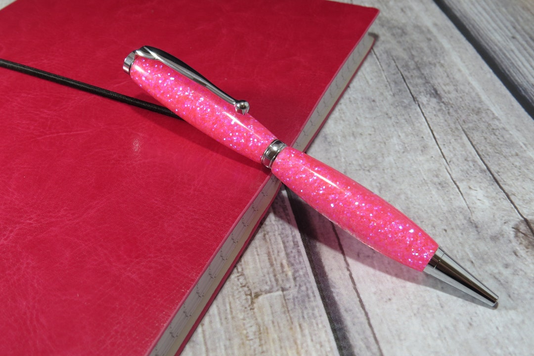 Hot Pink Glitter Pen Personalized Pink Pen Handmade Pink Glitter Pen ...