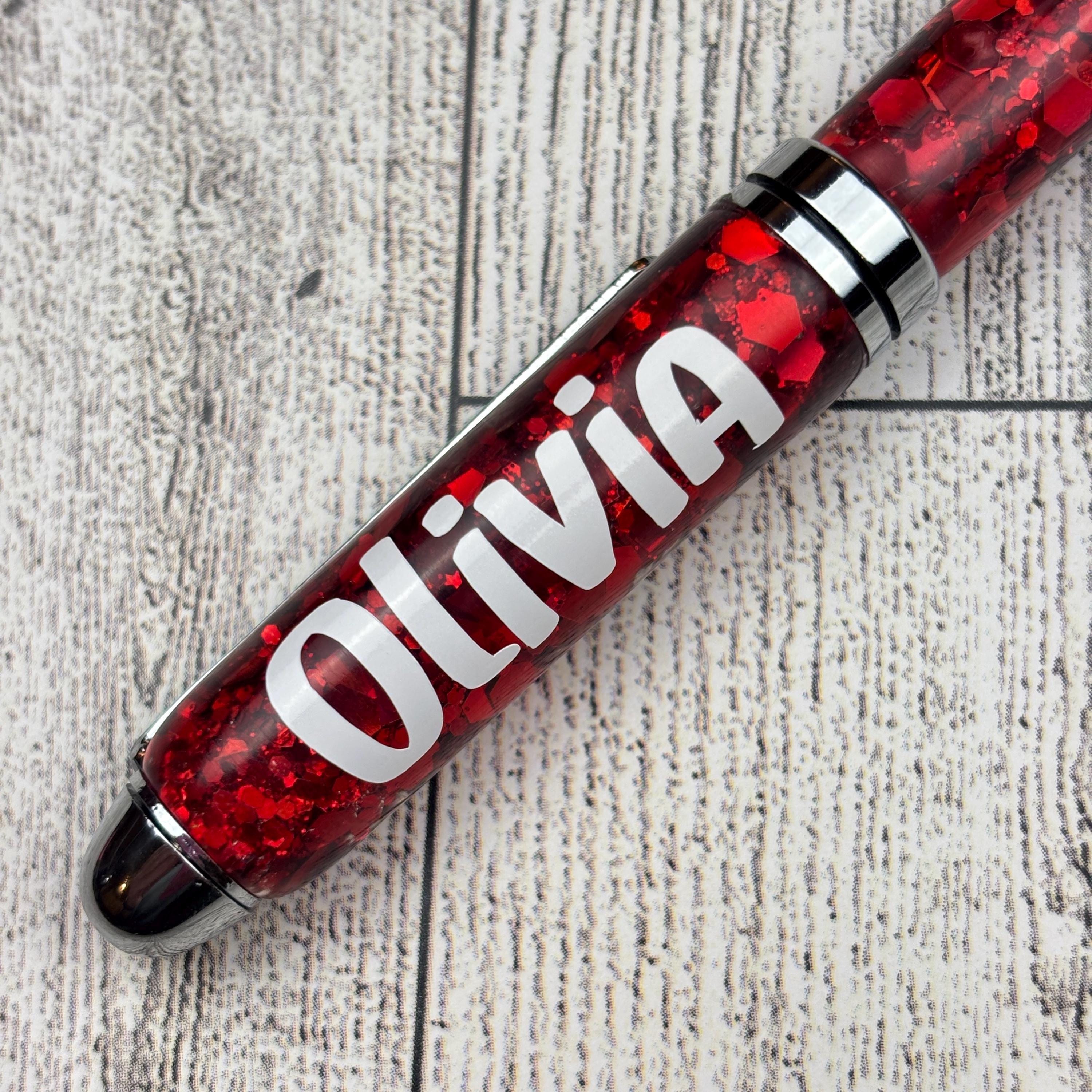 Red Glitter Ballpoint Pen | Personalized Handmade Epoxy Twist Pen - Etsy