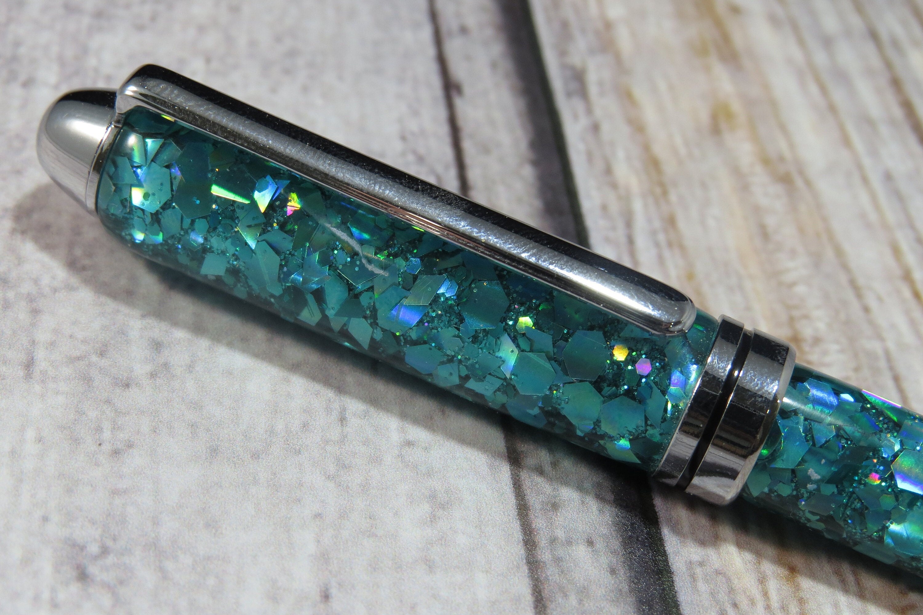 Turquoise Glitter Mix Ballpoint Pen Personalized Glitter Pen - Etsy UK