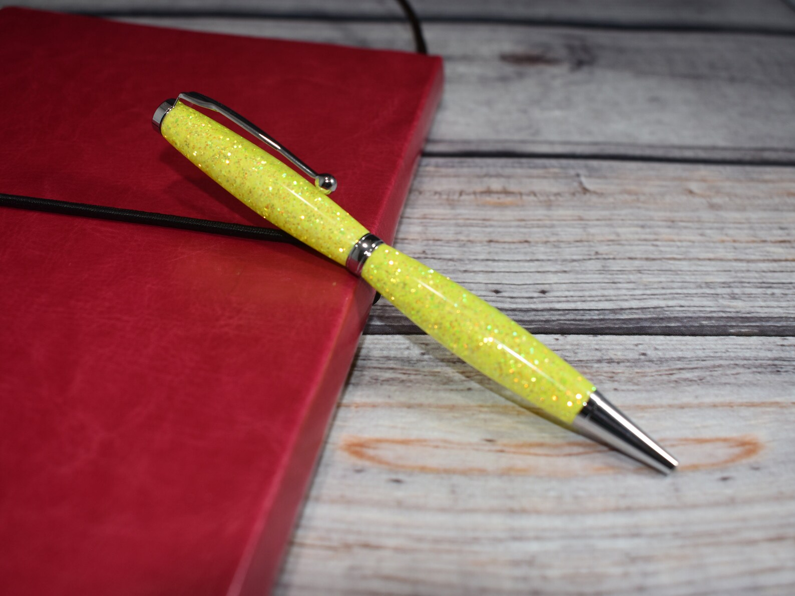 Neon Yellow Glitter Ballpoint Pen Custom Personalized - Etsy