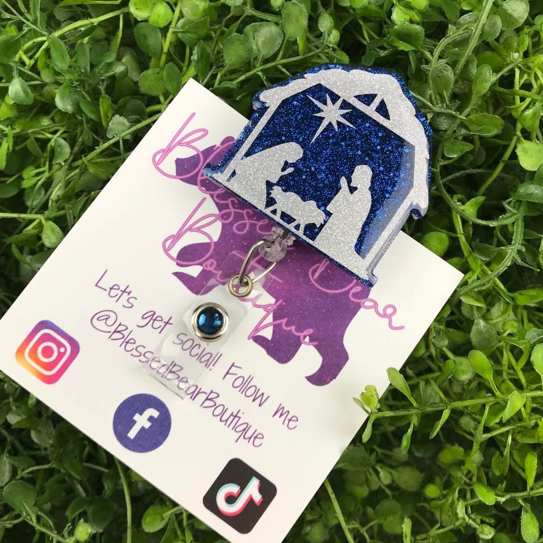 Nativity Scene Badge Reel | Christmas Badge Holder - Etsy