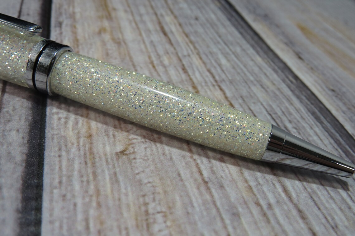 White Glitter Ballpoint Pen/ Personalized Glitter Pen/ | Etsy