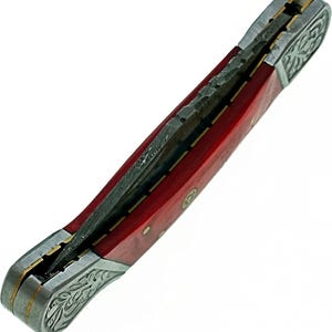 Smart & Sharp Custom Handmade Damascus Steel Pocket Knife AR-17429 (red ...