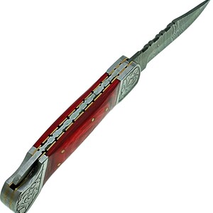 Smart & Sharp Custom Handmade Damascus Steel Pocket Knife AR-17429 (red ...