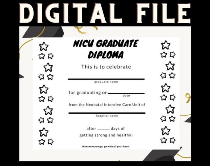 NICU Diploma Keepsake DIGITAL, NICU Diploma, Nicu Graduate, Neonatal ...