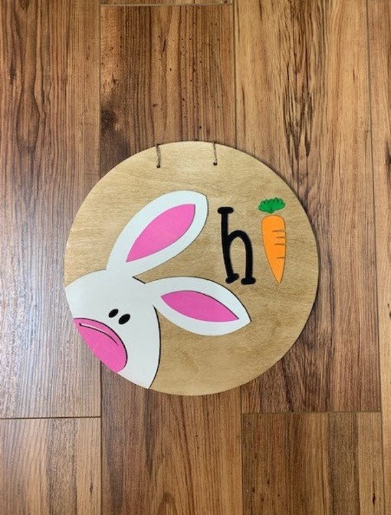 Hi Bunny Door Hanger Bunny Door Sign Easter Deco Spring | Etsy