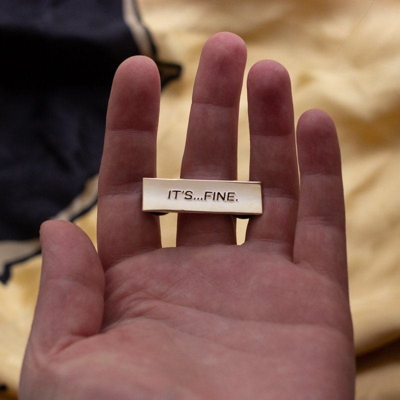 It's Fine Original Enamel Pin Text Pins, Gold Pin, Optimism Pin ...