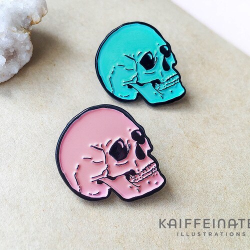 Skull Flower Enamel Lapel Pin - Etsy