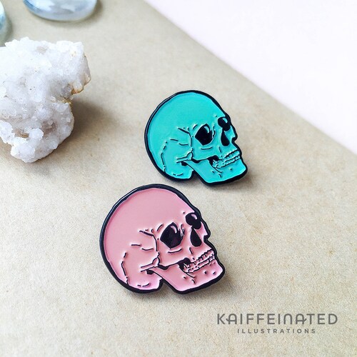 Skull Enamel Pin - Etsy