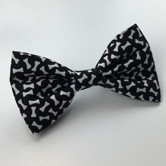 Dog Bone Bow Tie Dog Bone Print Bow Tie Puppy Bow Tie Black | Etsy