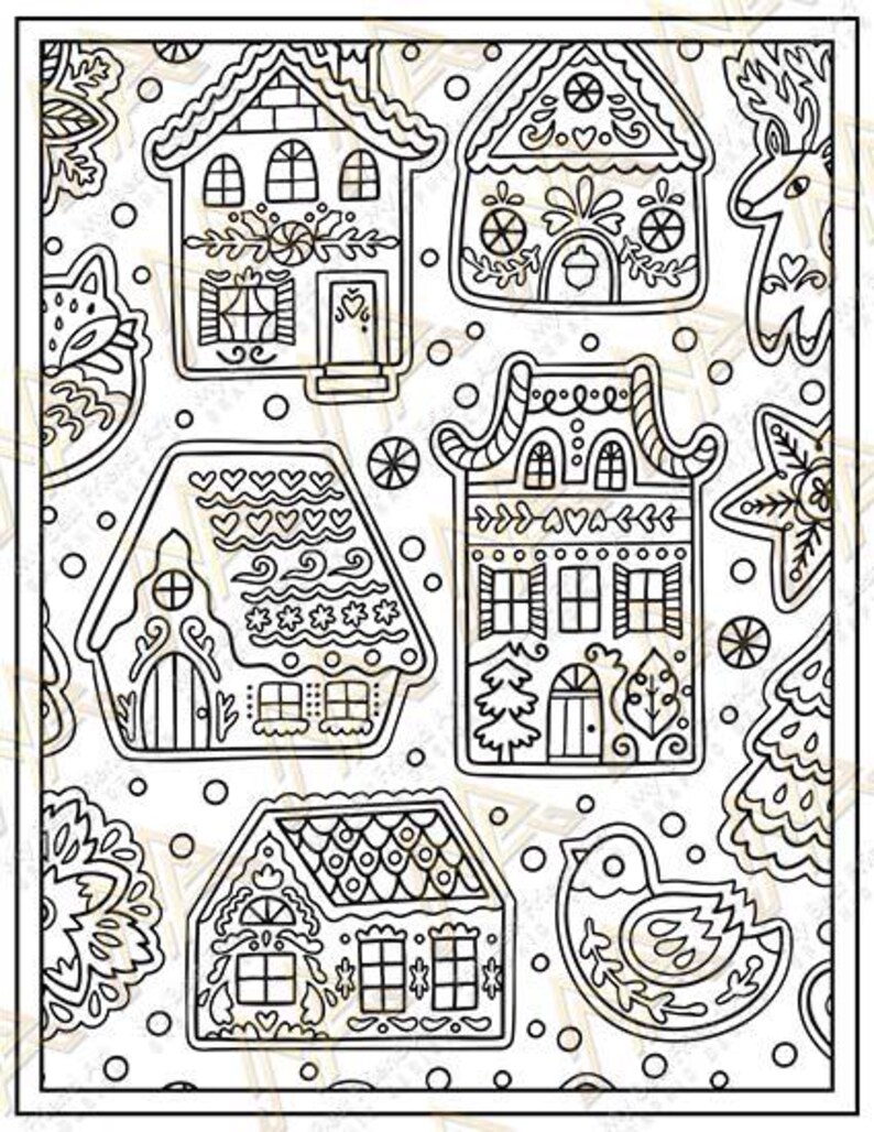 40 Relaxing Gingerbread Houses Printable Digital Coloring Pages ...