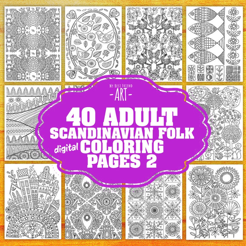 40 !digital! Adult Scandinavian Folk Coloring Pages - Part 2, Printable ...