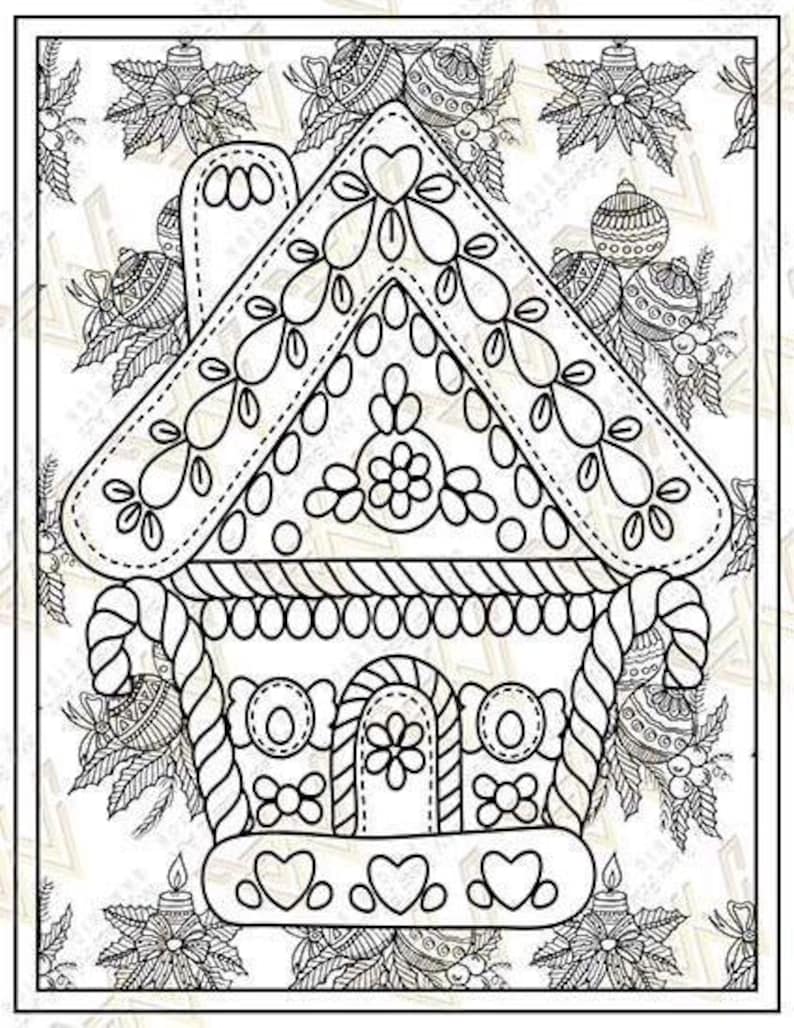 40 Relaxing Gingerbread Houses Printable Digital Coloring Pages ...
