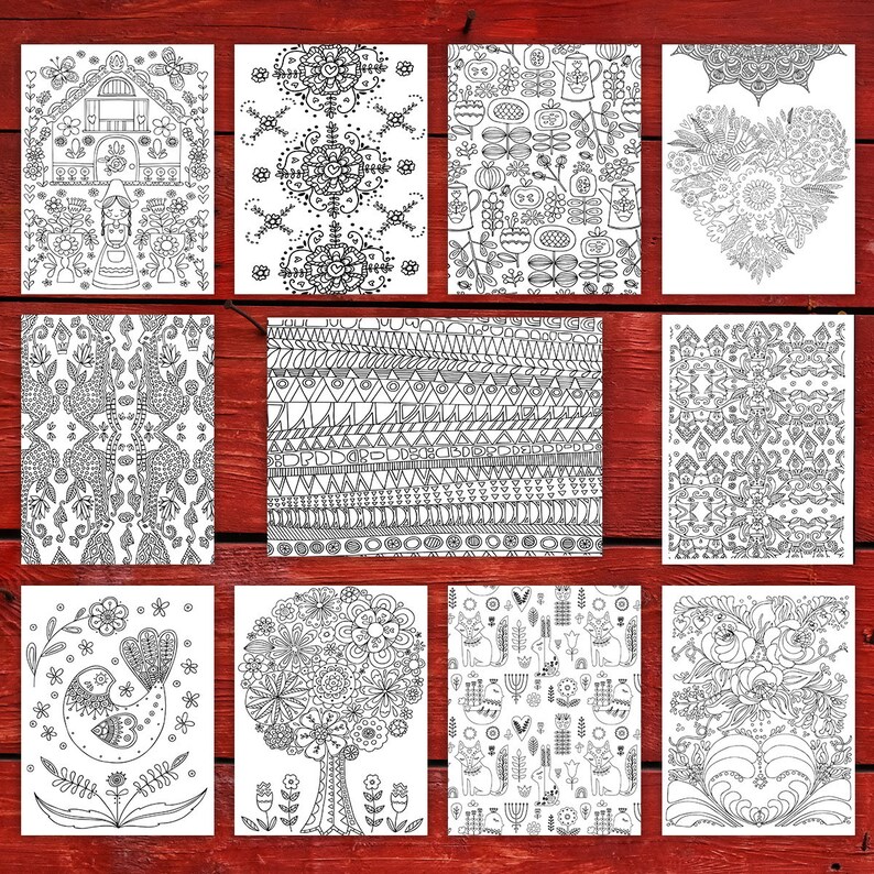 40 !digital! Adult Scandinavian Folk Coloring Pages - Part 2, Printable ...