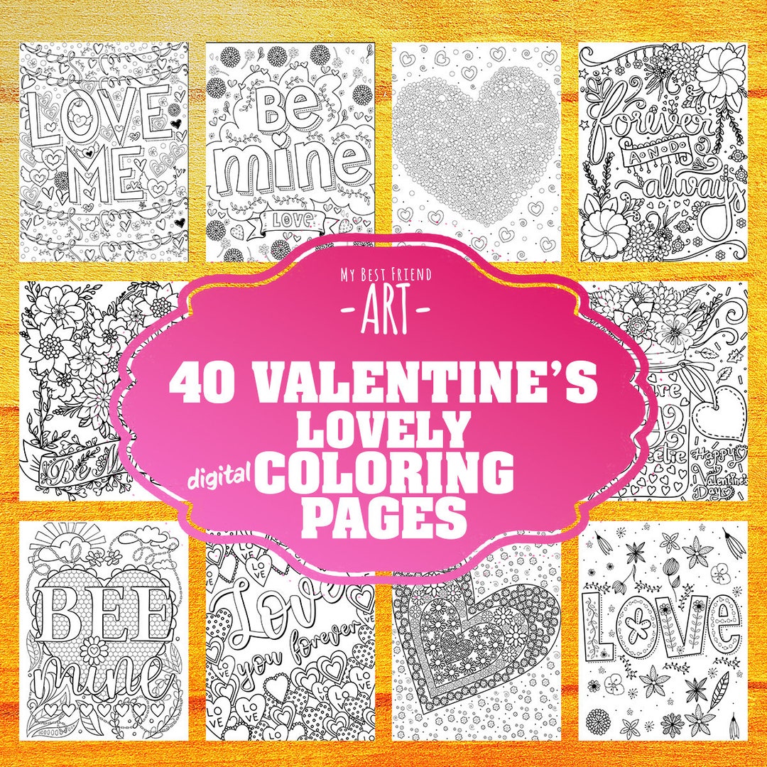 40 !digital! Lovely Valentine's Day Coloring Pages, Printable Mindset ...