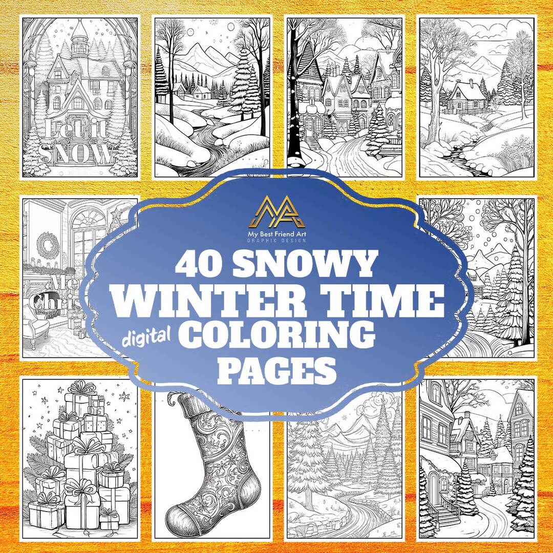 40 !digital! Snowy Winter Themed Coloring Pages, Printable Mindset ...