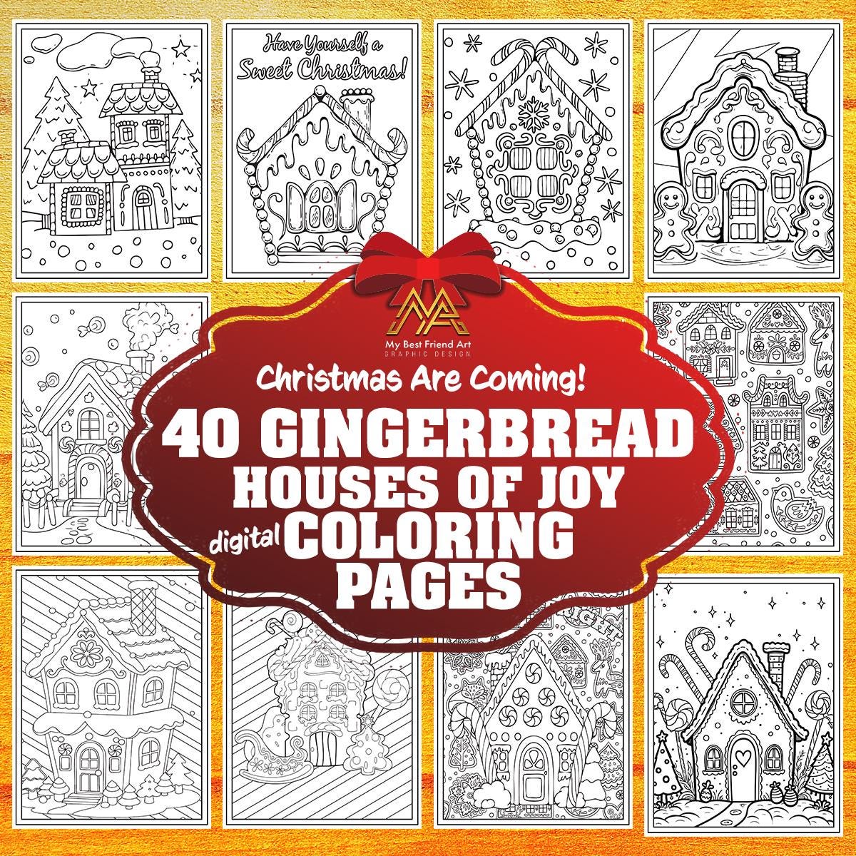 40 Relaxing Gingerbread Houses Printable Digital Coloring Pages ...
