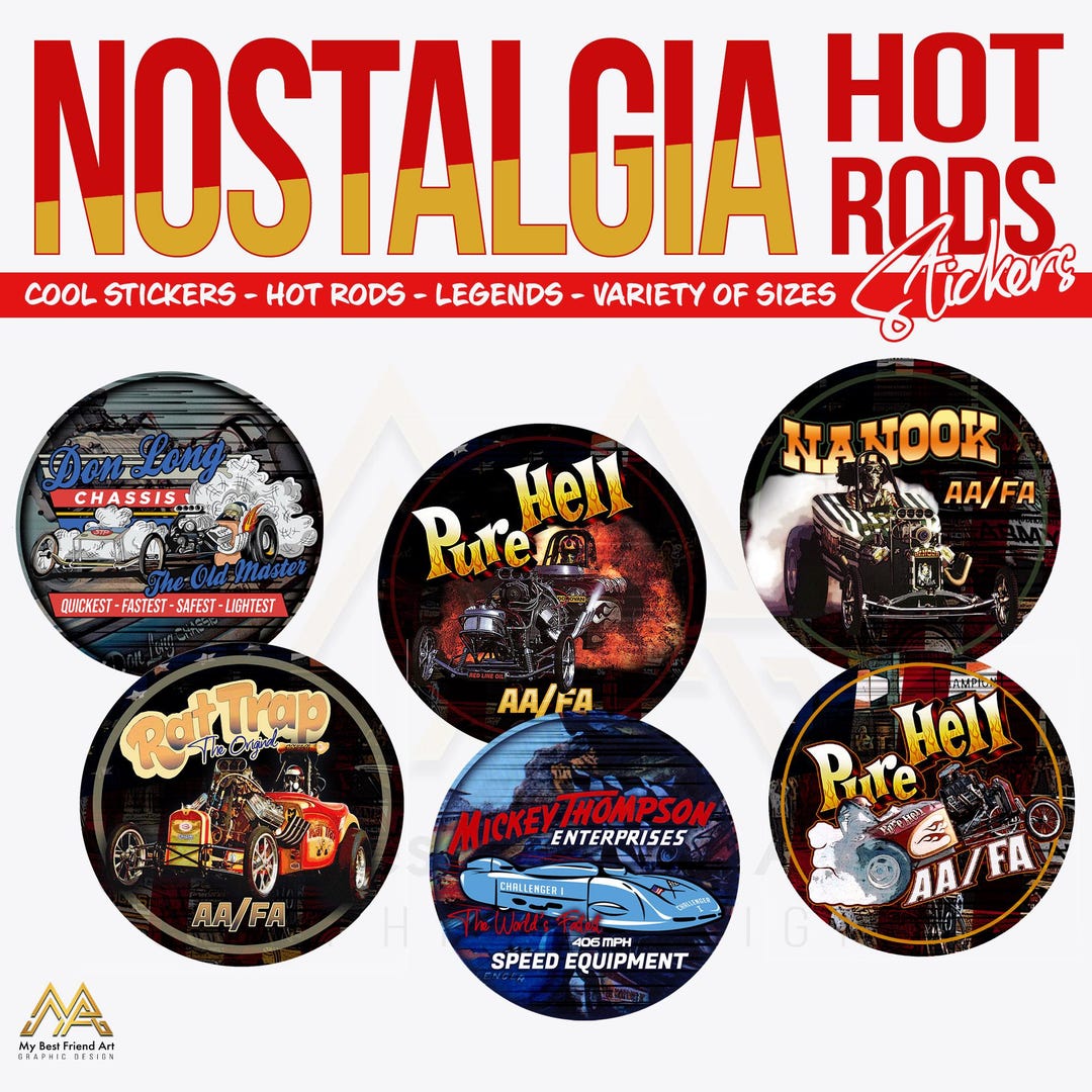 Hot Rod Stickers – Vintage Drag Racing Cars, Nostalgia AAFA Decals ...