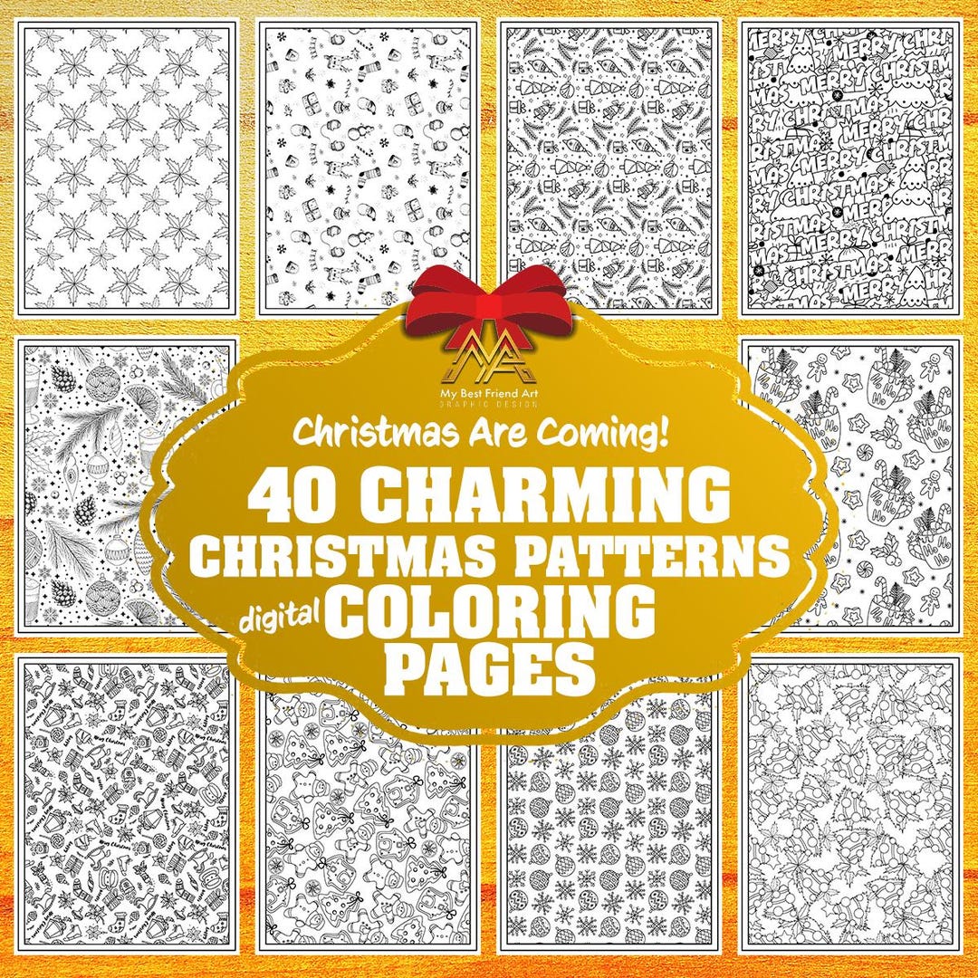 40 Charming Christmas Patterns Printable Digital Coloring Pages ...