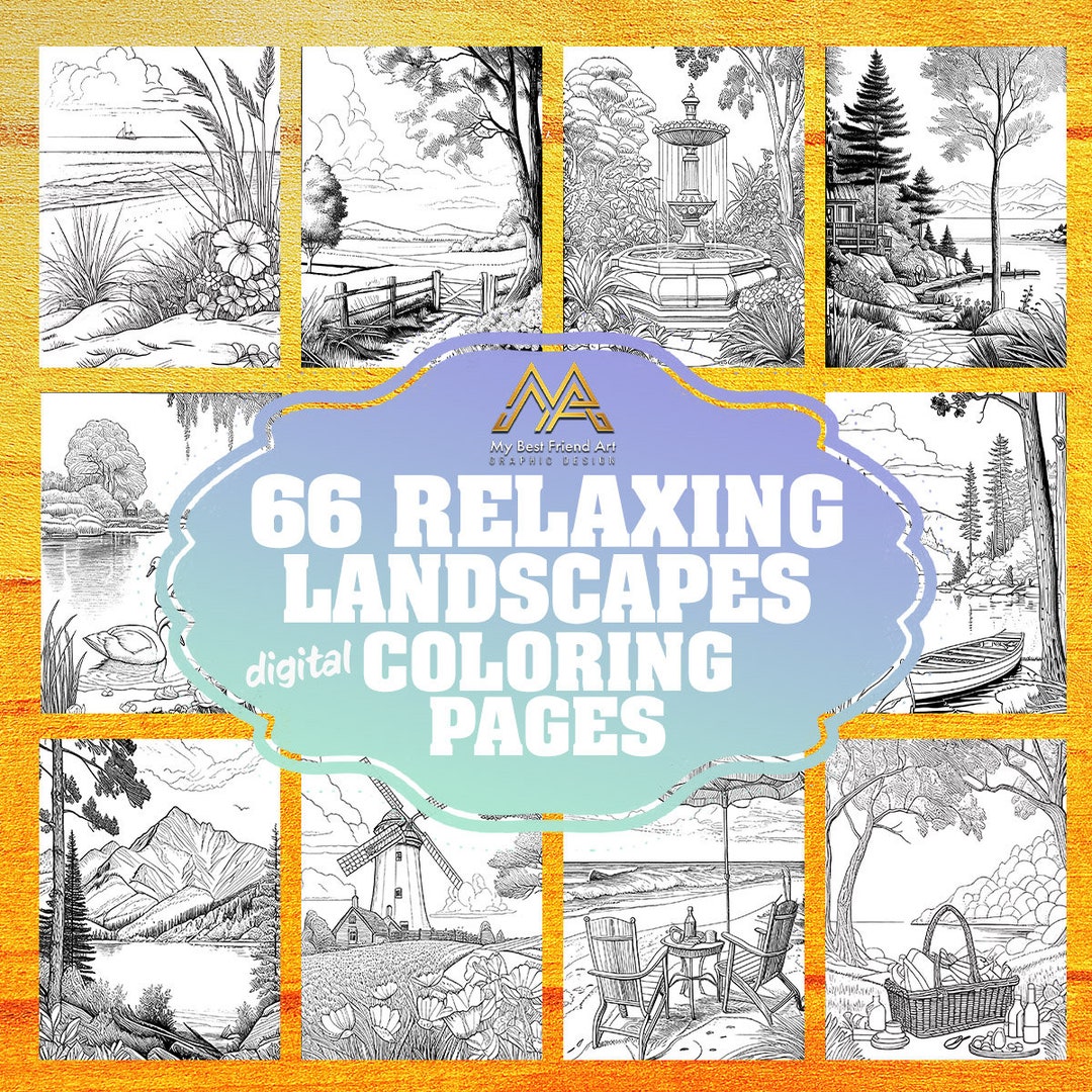 66 !digital! Relaxing Landscape Coloring Pages, Printable Mindset ...